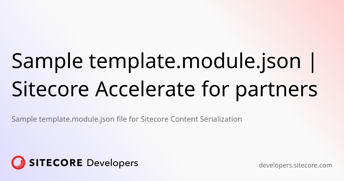 Sample template.module.json | Sitecore Accelerate for partners