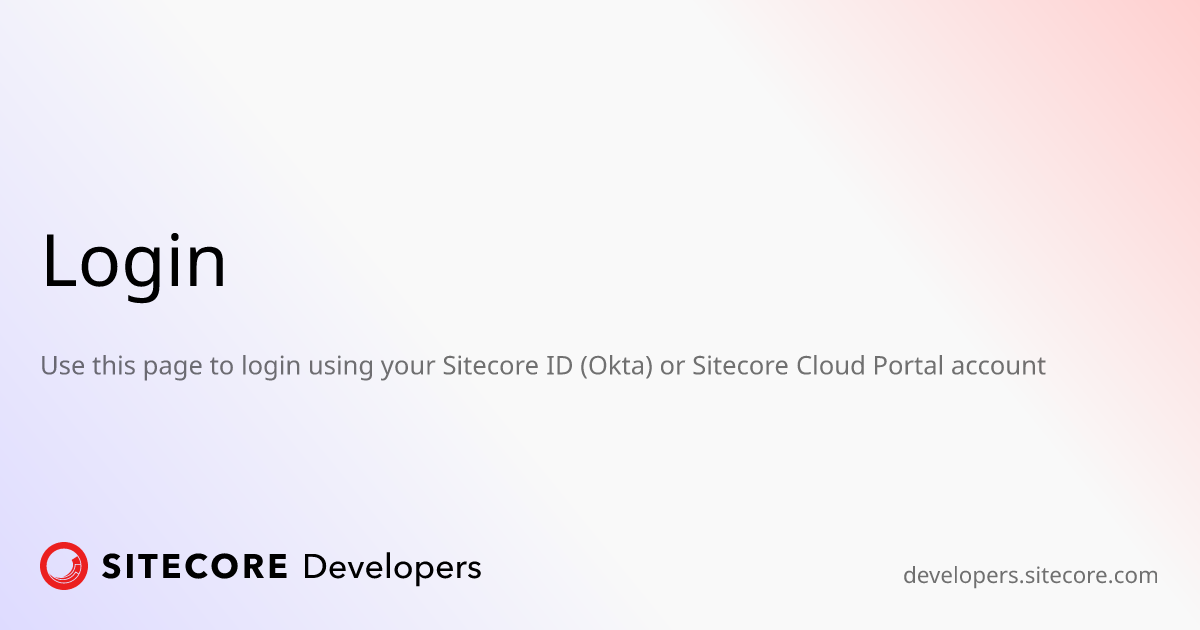 Login | Sitecore Developer Portal