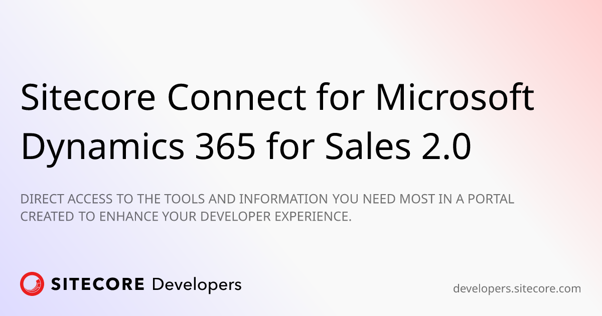 Sitecore Connect For Microsoft Dynamics 365 For Sales 2 0