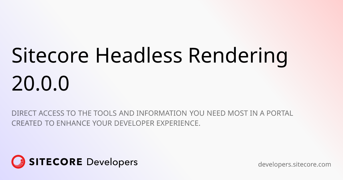 Sitecore Headless Rendering 20.0.0